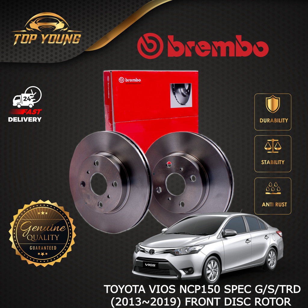 BREMBO TOYOTA VIOS NCP150 (2013~2019) SPEC G/S/TRD FRONT OR REAR 100% ...