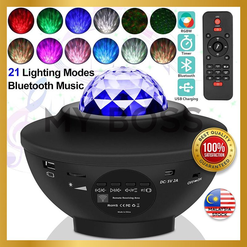 💯Ready stock💯 USB LED Star Night Light Music Starry Water Wave LED ...