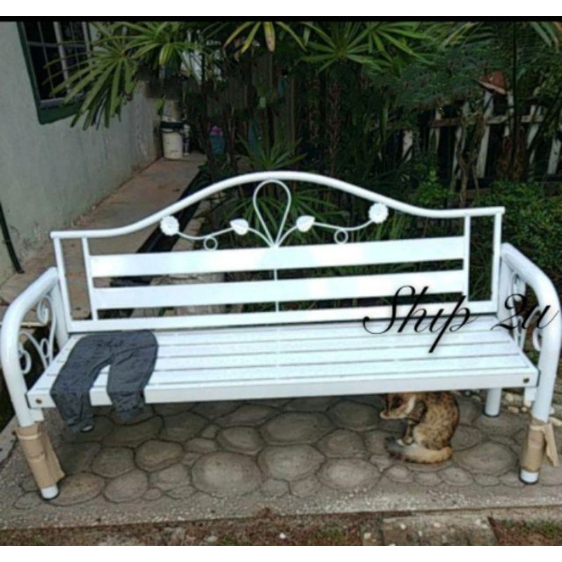 5 feet Bench chair /kerusi metal/white colour /living hall furniture ...