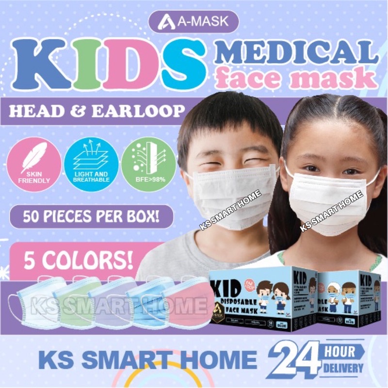 Kids Medical Mask 50pcs 4ply/3ply Children Disposable Face Mask ...