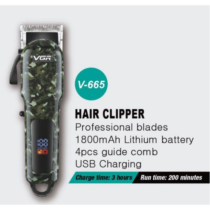 PROFESSIONAL VGR V665 HAIR TRIMMER HAIR CLIPPER GUNTING RAMBUT | Shopee ...