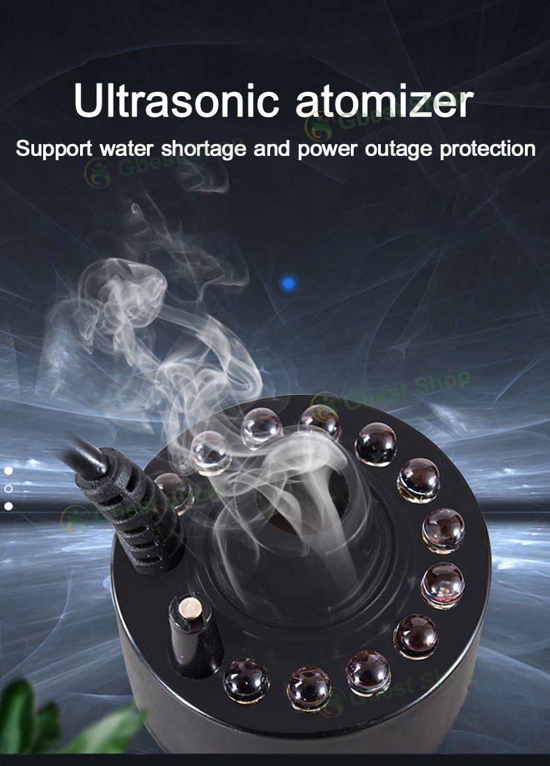 12 LED Ultrasonic Mist Maker Fogger Aquarium For Small Water Fountain ...