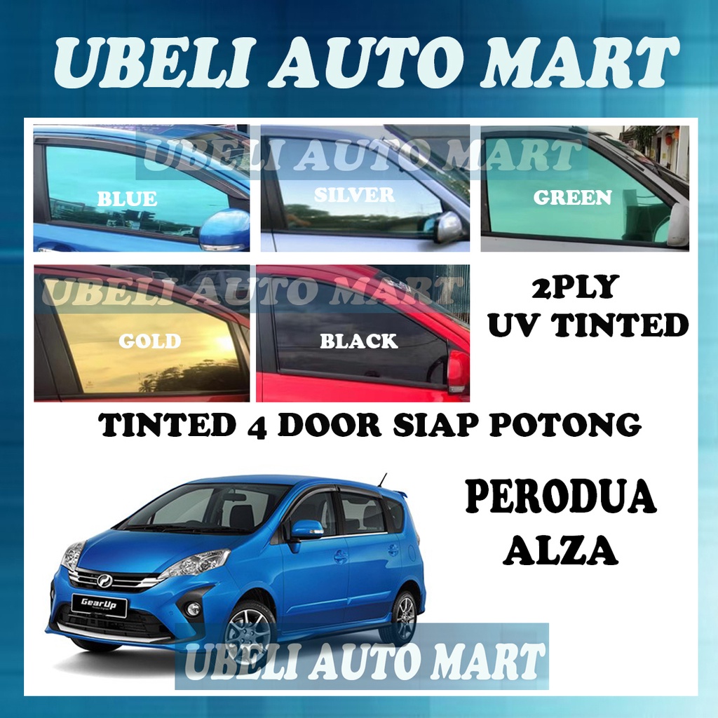 Perodua Alza 4 Door Tinted UV 2Ply Siap Potong Tinted Kereta Dark Black ...