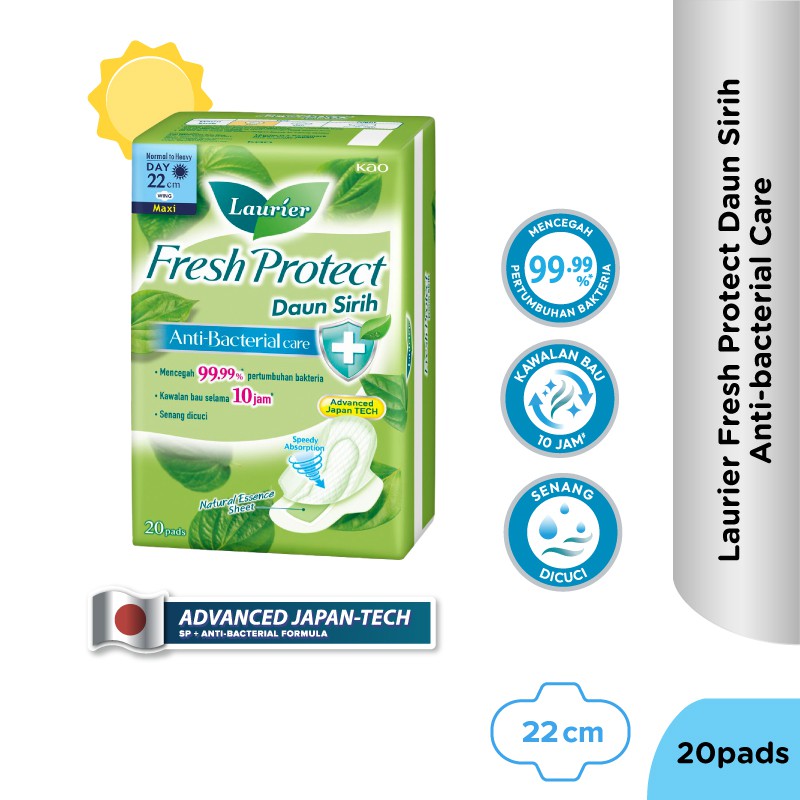 Laurier Fresh Protect Maxi Wing Daun Sirih (20s x 22cm) | Shopee Malaysia