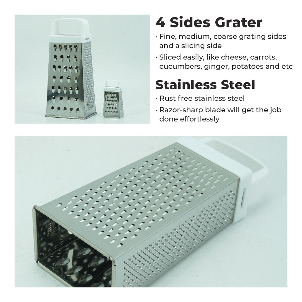 HOME PERFECT 8 Inch/Mini Stainless Steel 4 Sides Grater W/Non-Slip ...