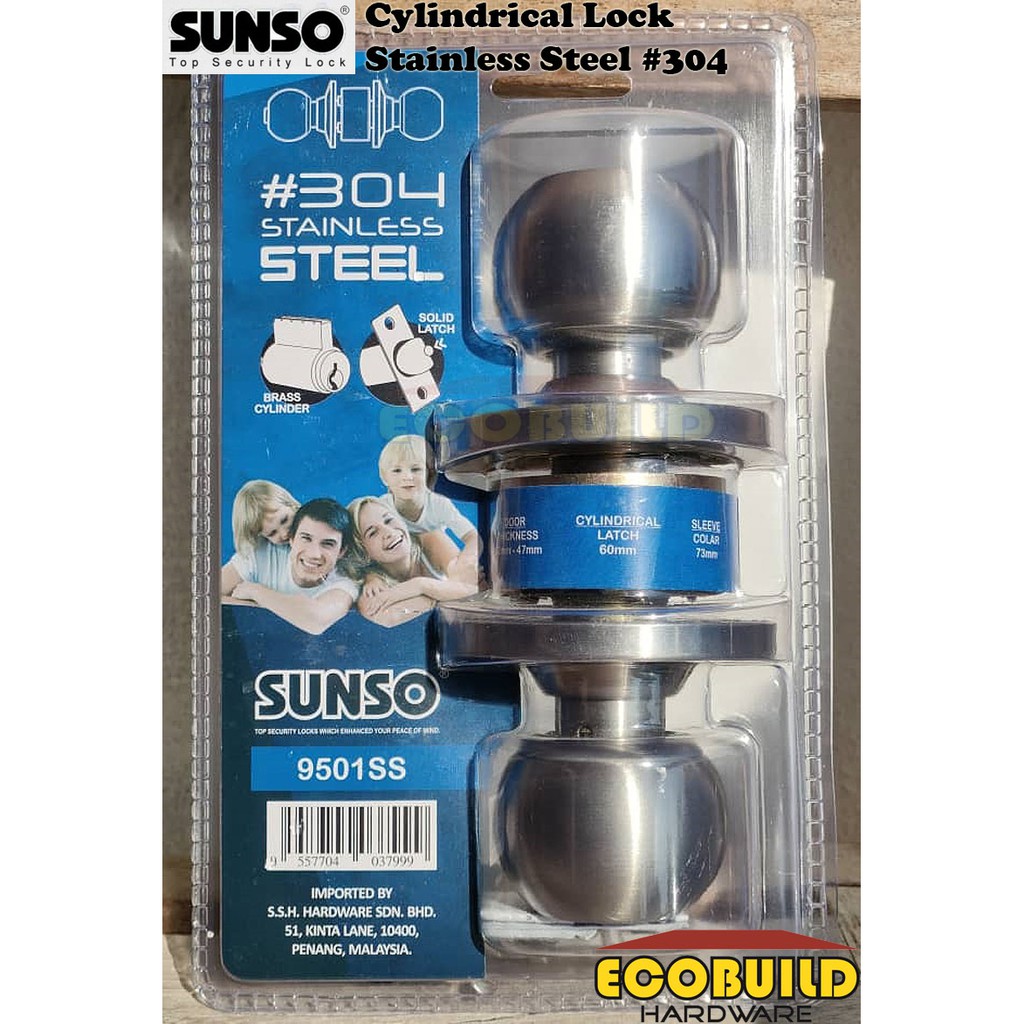 SUNSO Cylindrical Lock Stainless Steel #304 9501SS | Shopee Malaysia