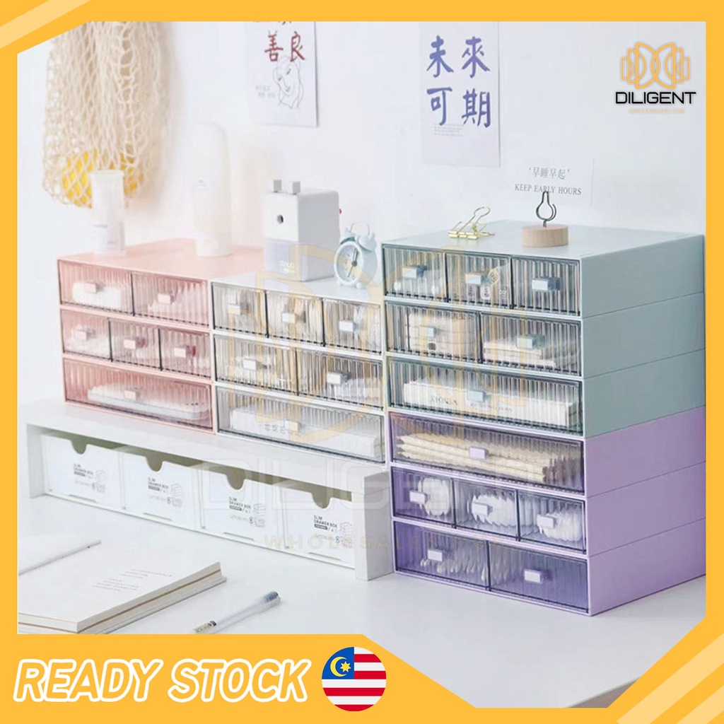 【D164】Kotak Penyimpanan Laci Tumpukan Desk Organizer Stationery Jewelry ...