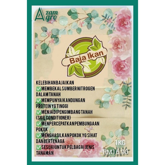 1KG / BAJA IKAN ORIGINAL / 100% BAHAN IKAN/ FISH MEAL FERTILIZER/ BAJA ...