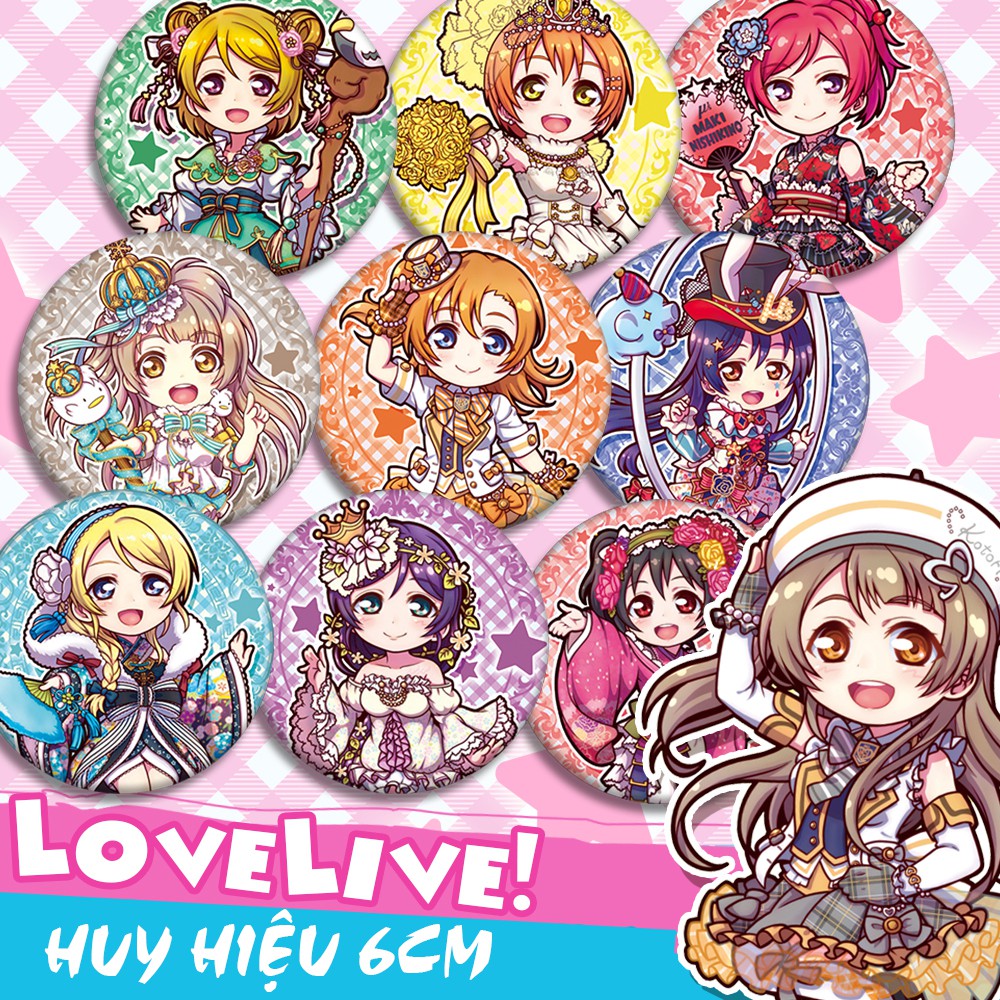 (18 Models) LOVE LIVE badge (set 1) - Nico - Kotori - Nozomi - Umi - Rin - Eli - Hanayo - Maki ...