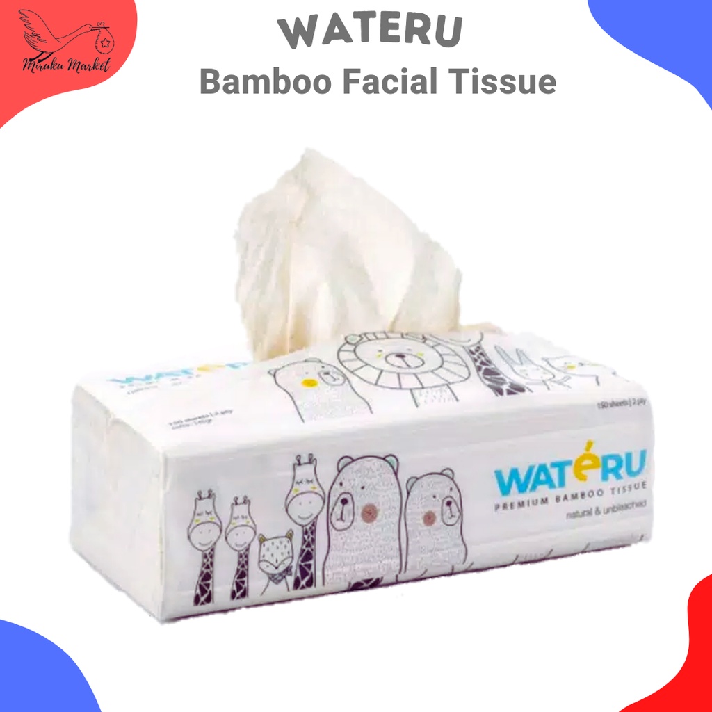 Wateru Premium Bamboo Facial Tissue / Natural Bamboo Tissue 150pcs ...