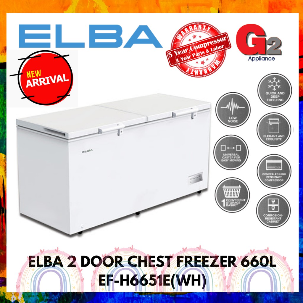 ELBA (Authorised Dealer) 2 DOOR CHEST FREEZER [GROSS 660L/NETT 508L] EF ...