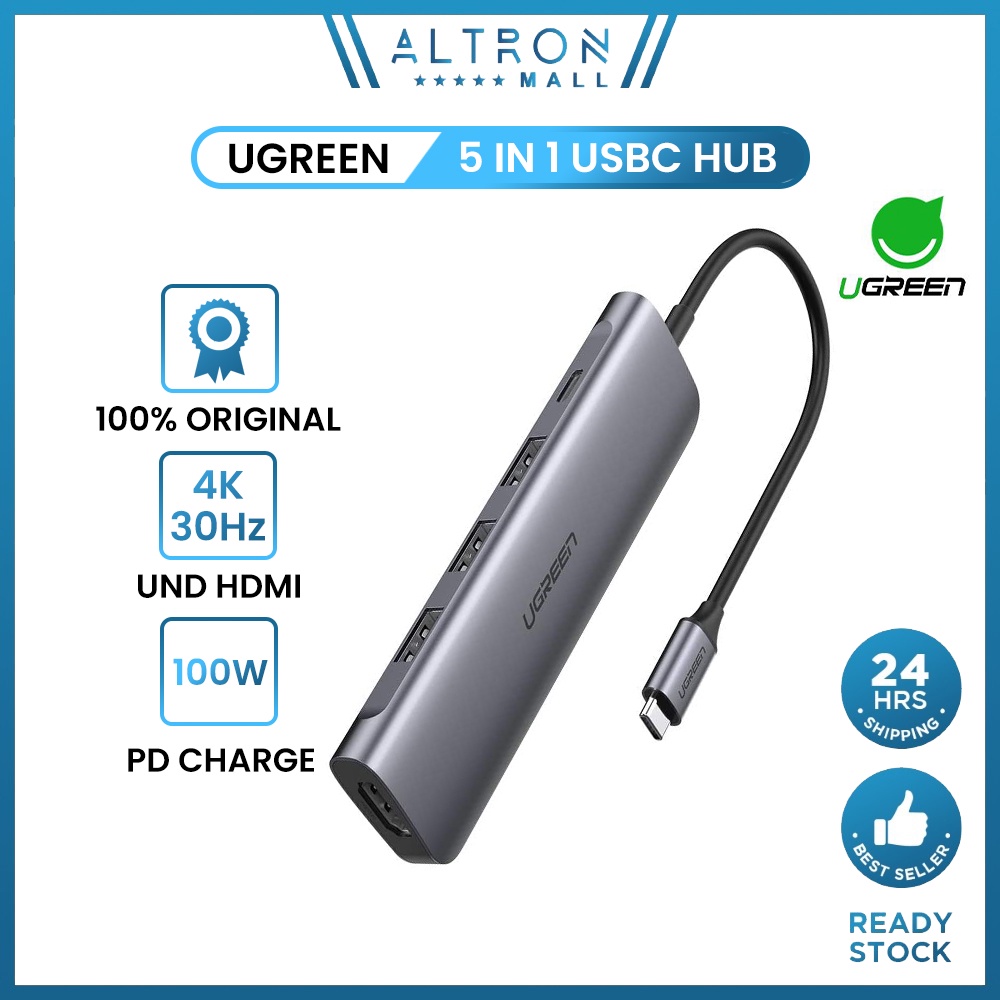 UGREEN USB C Hub 5 in 1 Type C 3.1 to 4K HD MI 3 USB 3.0 Ports PD ...