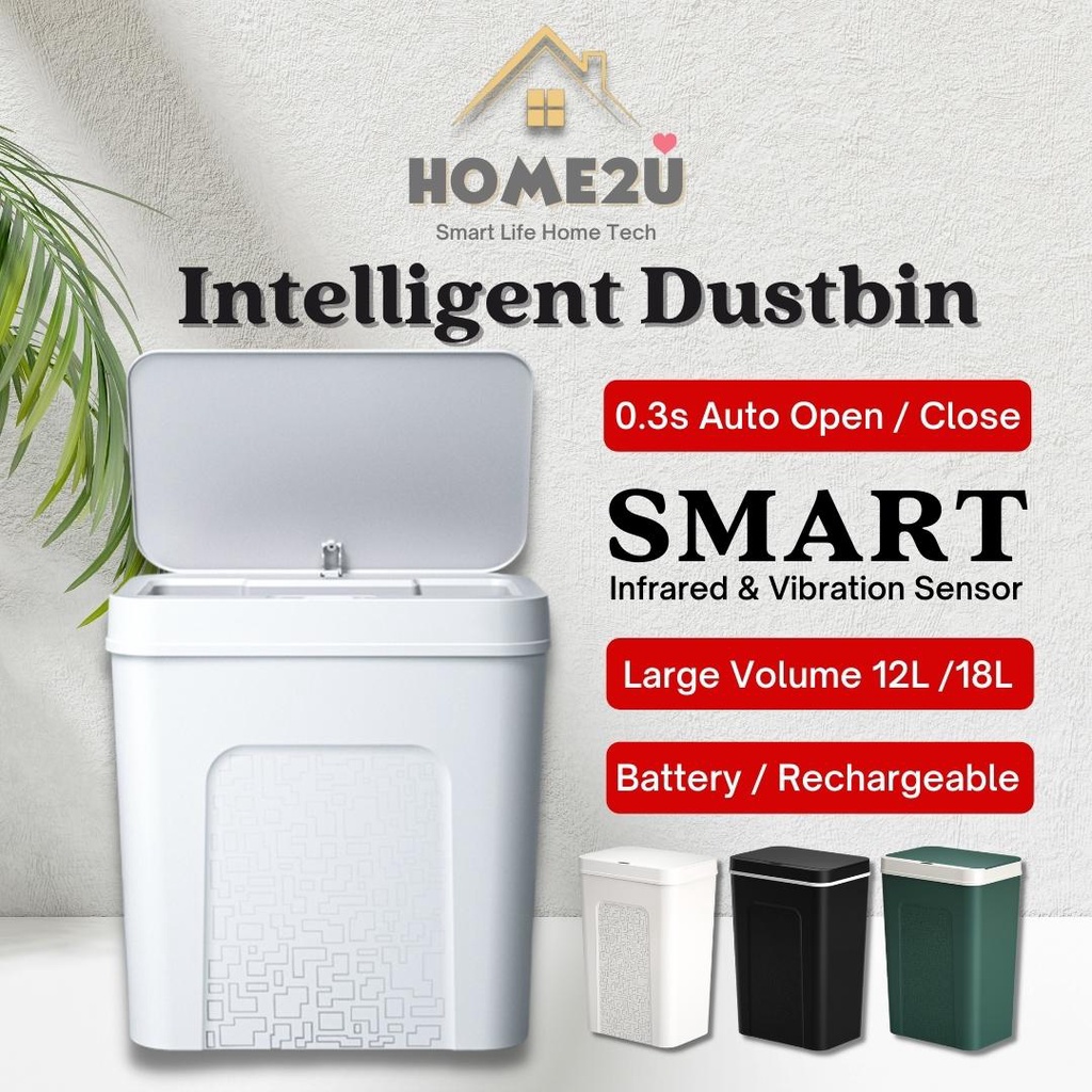 智能感应充电垃圾桶18L Intelligent Dustbin Bin with Lid Trash Automatic Infrared ...