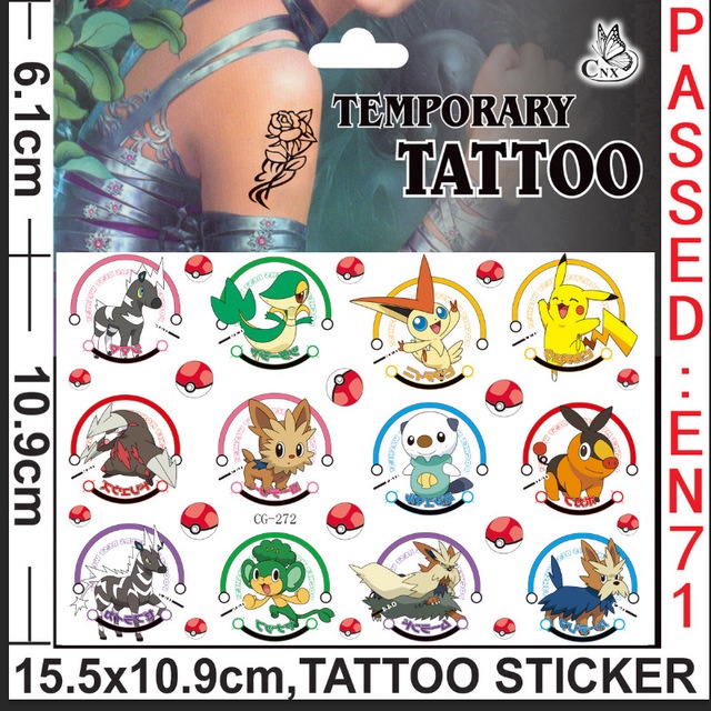 Pokemon Tattoo Temporary Children's Kids Waterproof Fake Tattoos ...