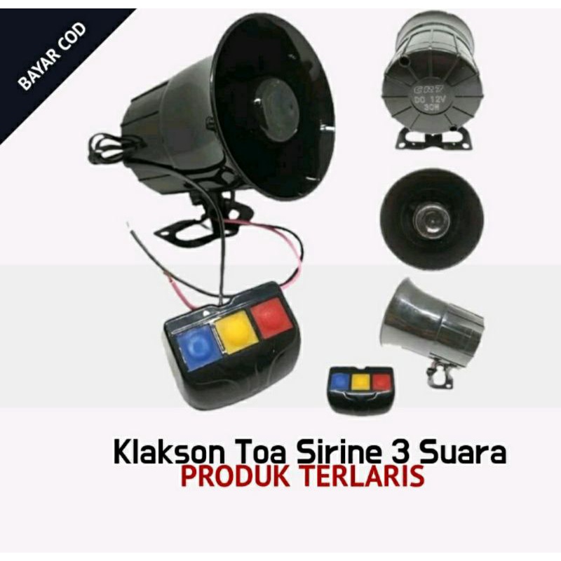 TOMBOL Toa siren horn 3 sounds daseng horn toa siren 3 buttons for car ...