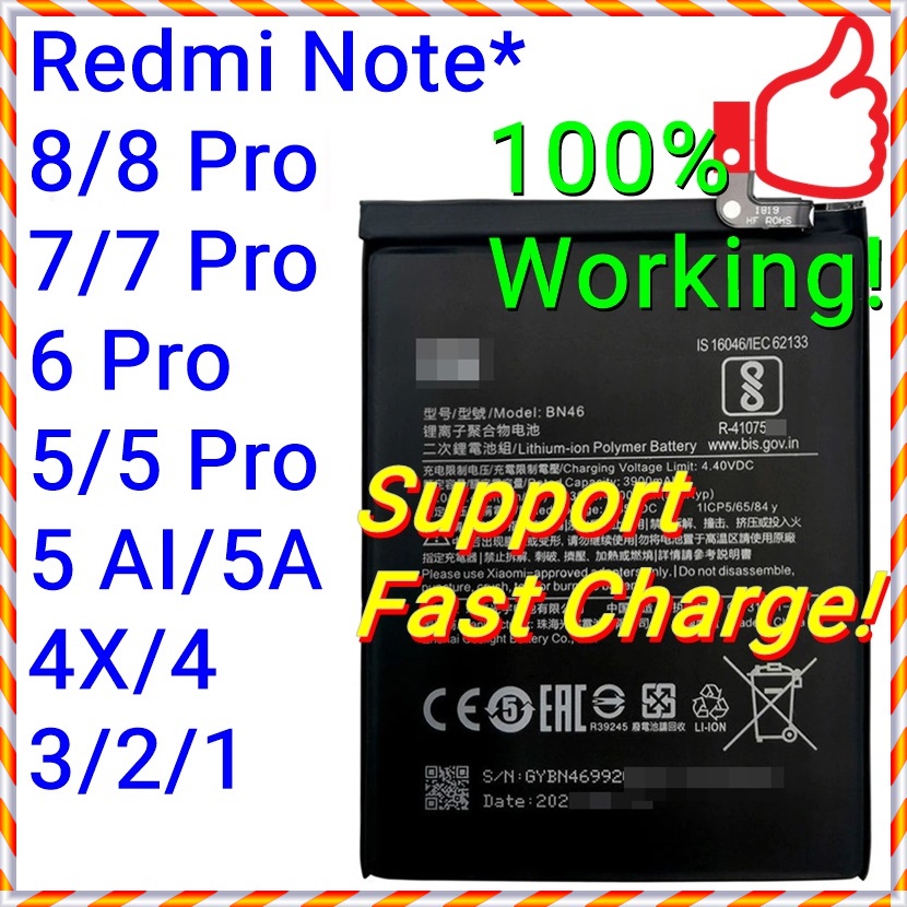 (Support Fast Charging) NEW ORI Stable Battery for XIAOMI Redmi Note 8 ...
