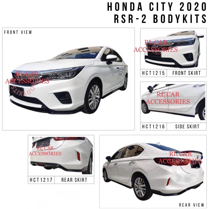 Honda City GN2 Sedan 2020 2021 2022 2023 RSR Bodykit body kit front side rear skirt lip diffuser ...