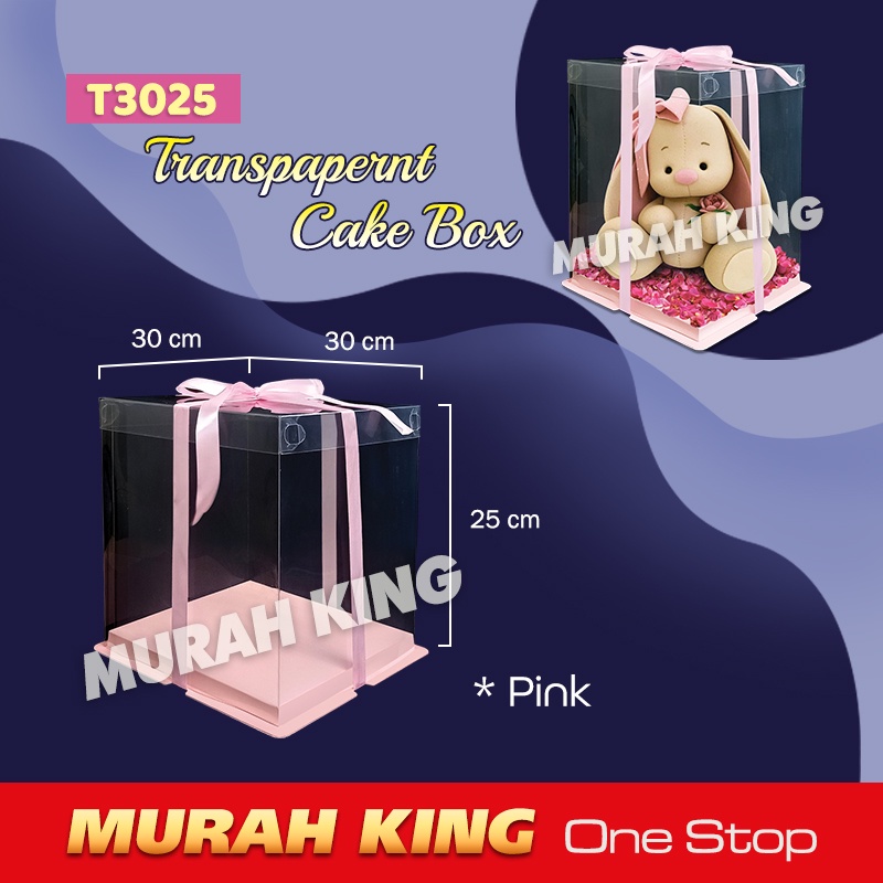 Cake Box Exclusive Transparent PVC Kotak hantaran siap tapak Kotak Kek Birthday Wedding Box Gift ...