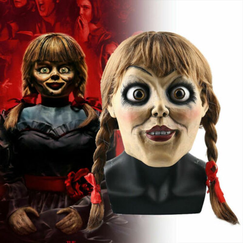 Halloween Costume Annabelle Mask Latex Headgear Horror Terrifying ...