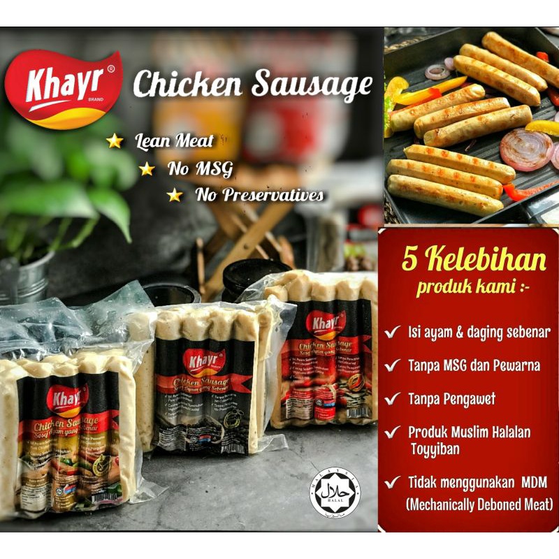 Khayr Sosej Ayam & Daging Tanpa MSG | 💯% Lean Meat | Gluten Free ...