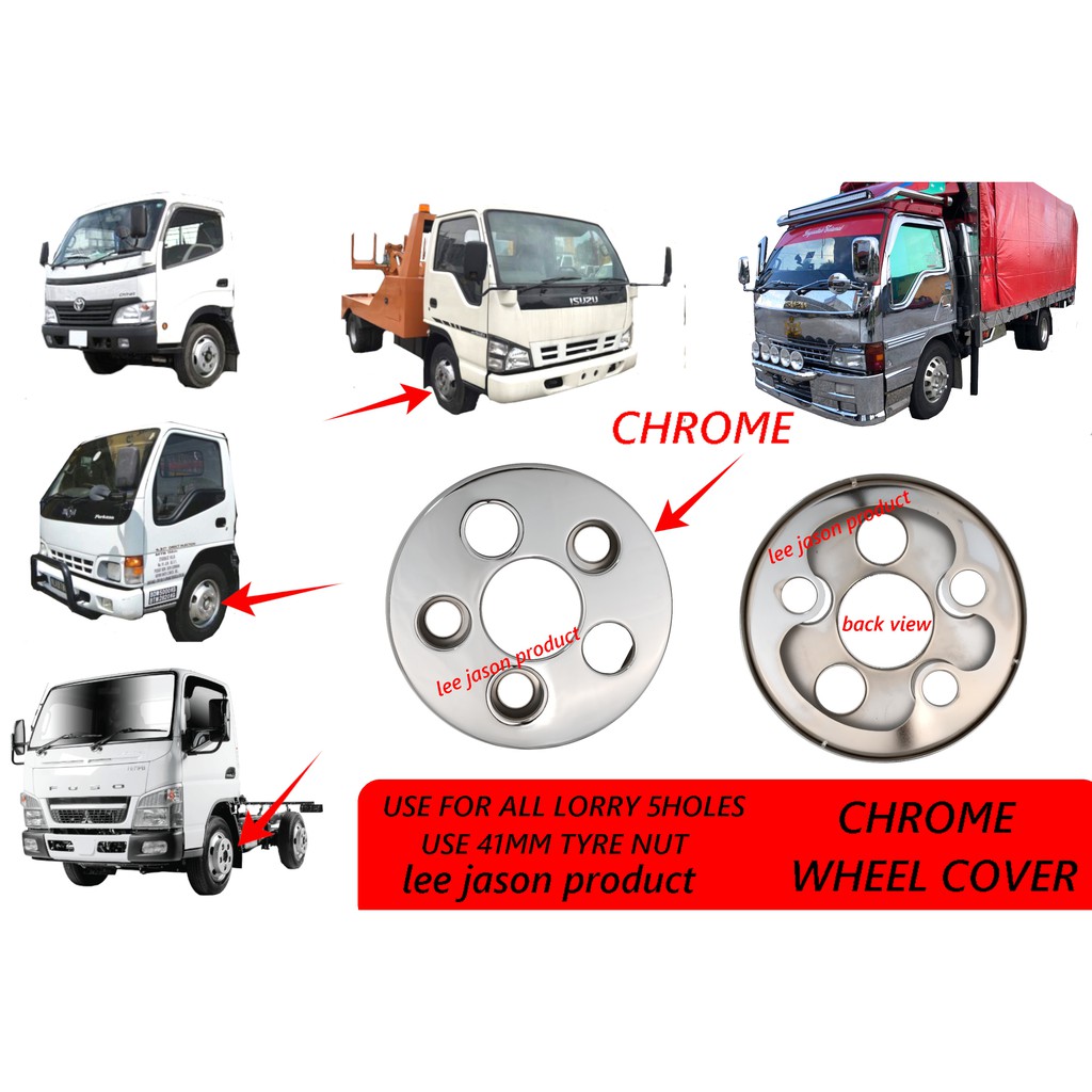 J20S06 CHROME WHEEL COVER FOR ALL LORRY TYRE RIM 5 HOLES 5 LUBANG TYRE ...