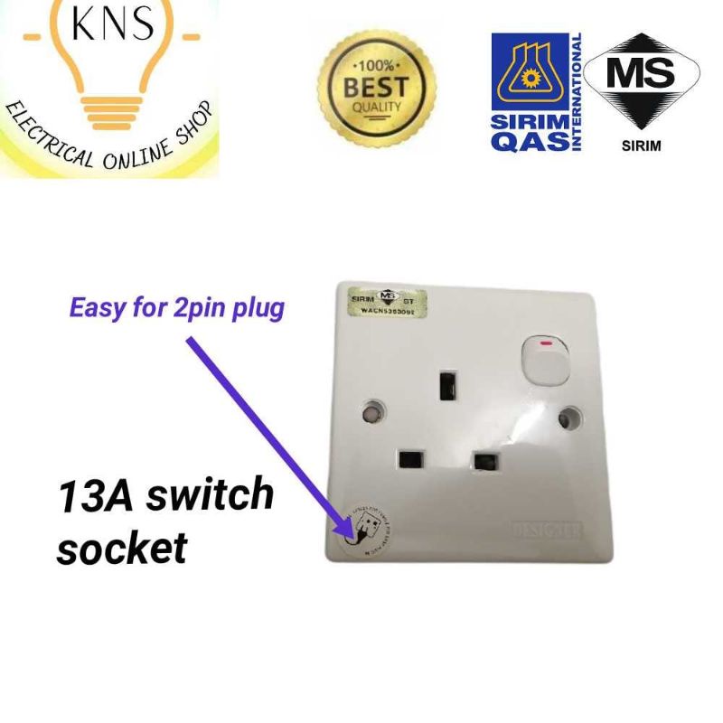 SIRIM 13A 3 PIN SWITCH SOCKET OUTLET | Shopee Malaysia