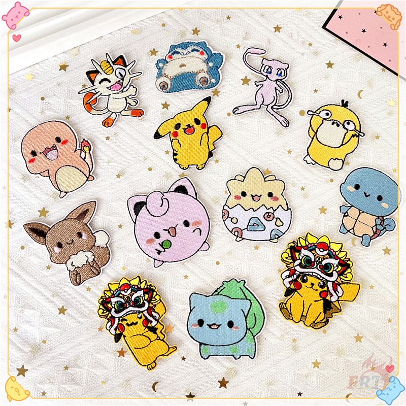 Q Pikachu / Psyduck / Bulbasaur Self-adhesive Sticker Patch 1Pc Anime ...
