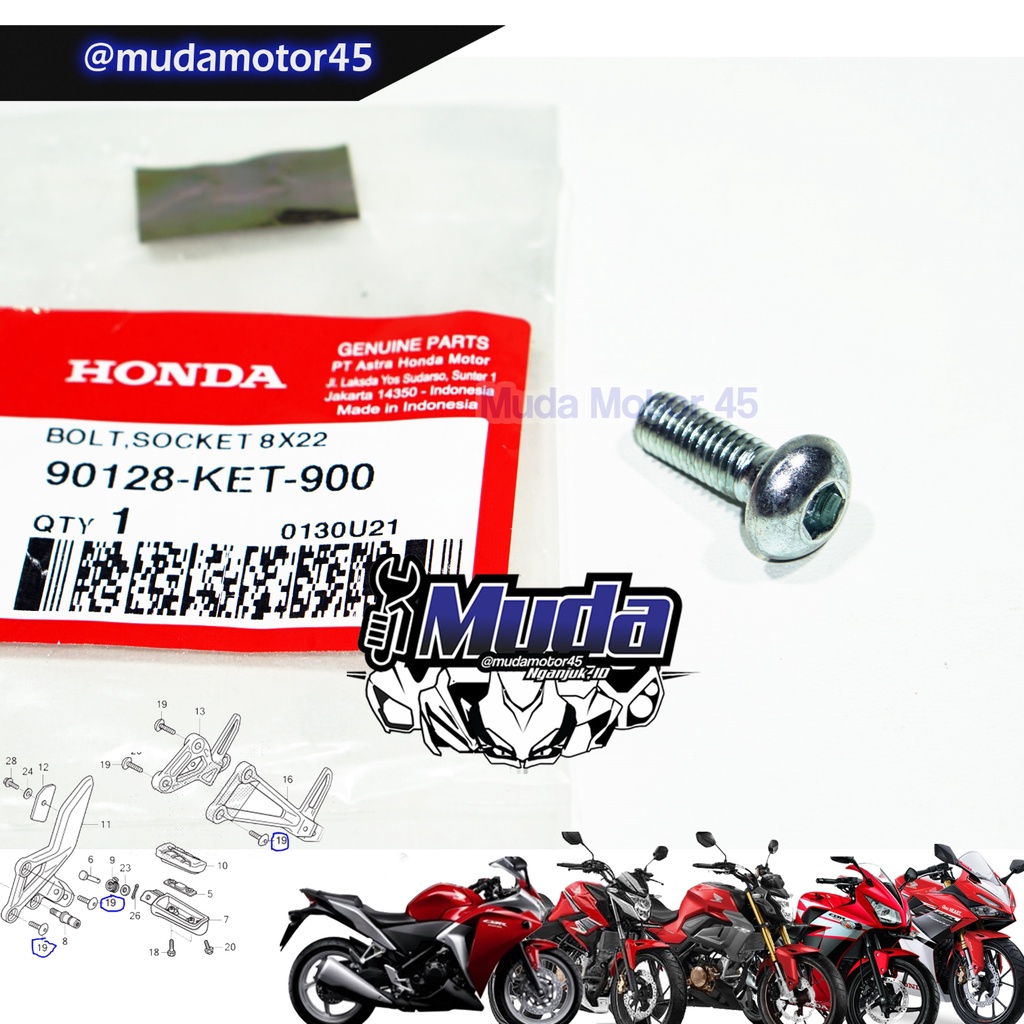 FRONT OR REAR FOOT STEP STAND BOLT UNDERBONE CBR150R CBR250R CB150R ...