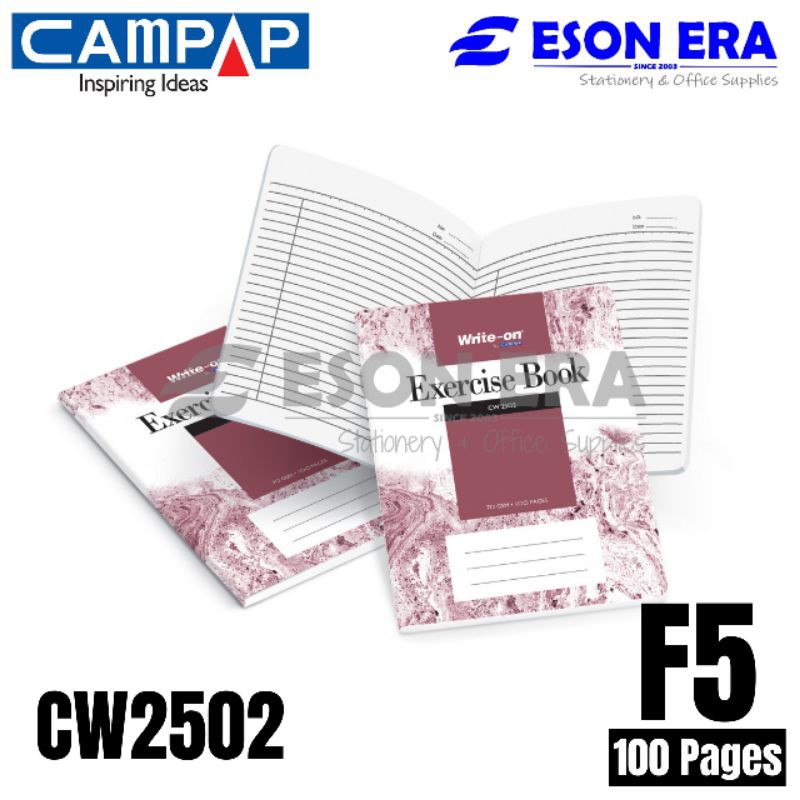 [F5] Campap Write-On F5 Exercise Book 70gsm 80P / 100P / 120P / 200P Writeon Buku Laithan ...