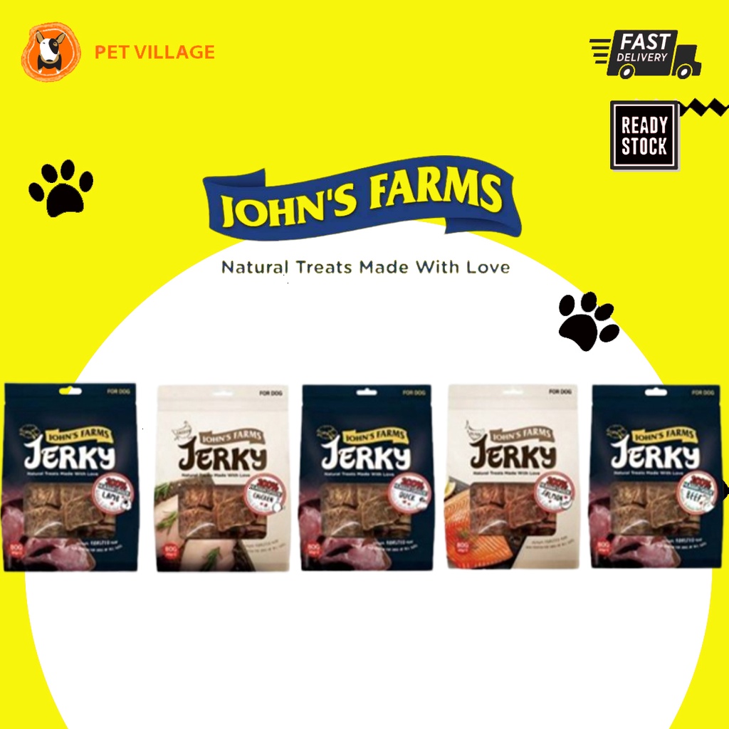 JOHN'S FARM Jerky 100% Real Meat Human Grade Natural Treats For Dogs 80g(Chicken, Duck, Lamb ...