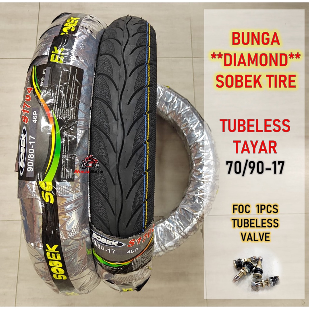 *SOBEK* TAYAR MOTOR 70/90-17 / 80/90-17 TUBELESS TYRE MAXXIS DIAMOND ...