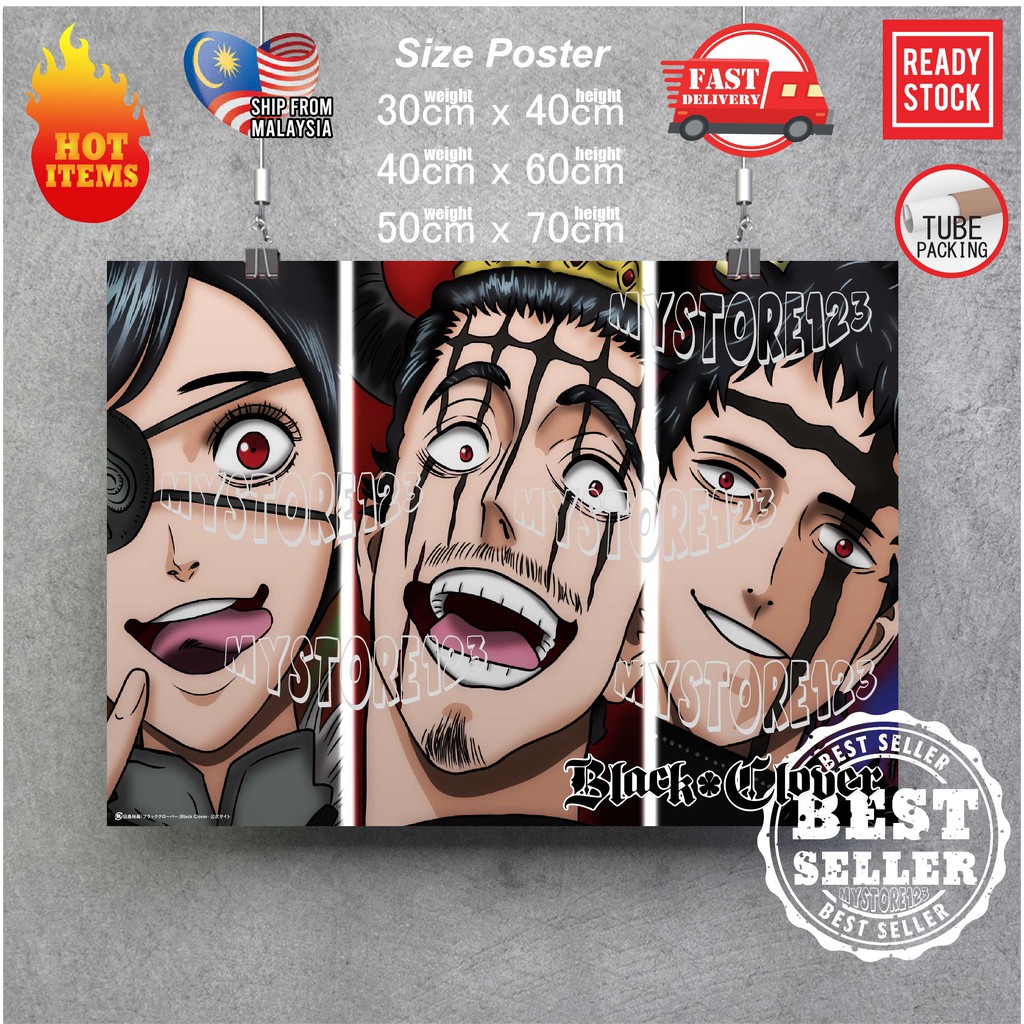 （READY STOCK) Black Clover Poster Anime | asta | sally| Black Bulls ...