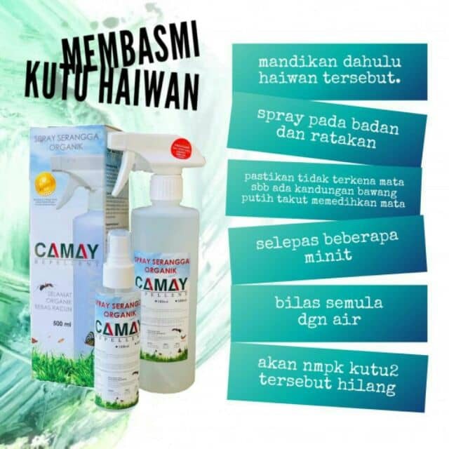 SPRAY KUTU KUCING CAMAY insect repellent / racun serangga organic ...