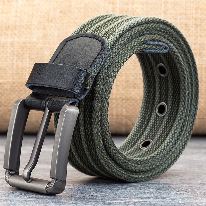 Canvas Military Tactical Belt Man Alloy Pin Buckle Stripe Casual Jeans ...
