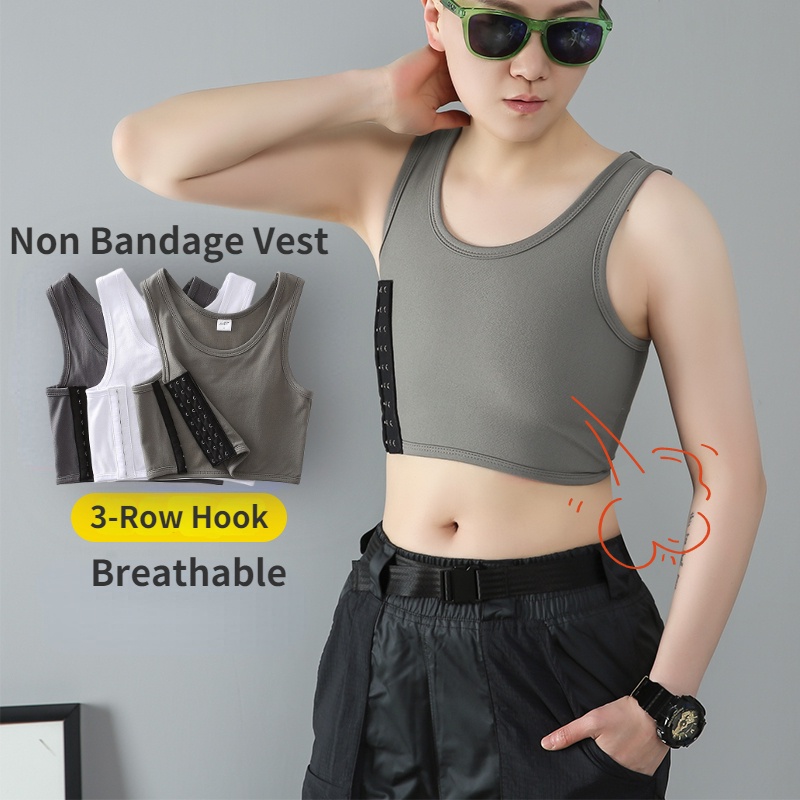Short Breathable Buckle Breast Binder Vest Non Bandage Chest Binder ...