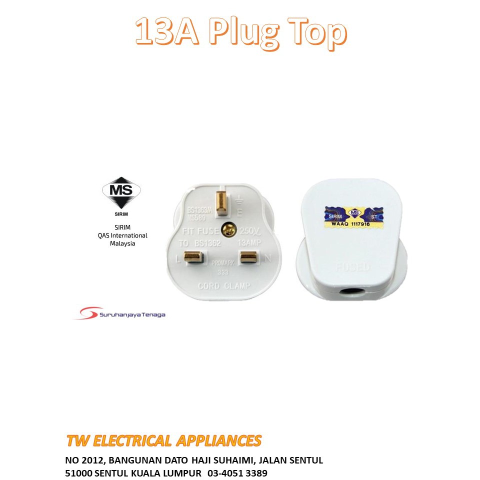 13A PLUG TOP 3 PIN STYLE | Shopee Malaysia