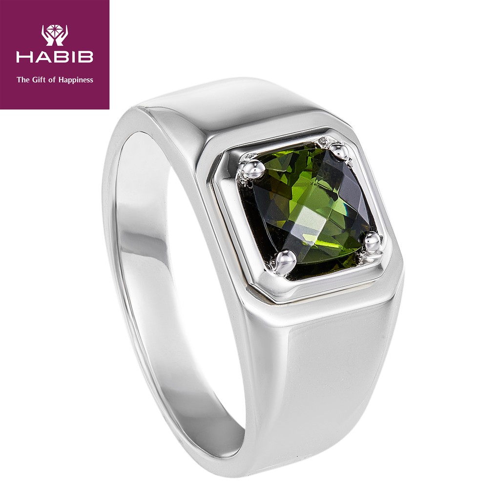 HABIB Cushion Green Tourmaline Men's Ring in 925 Silver Palladium A0548 ...