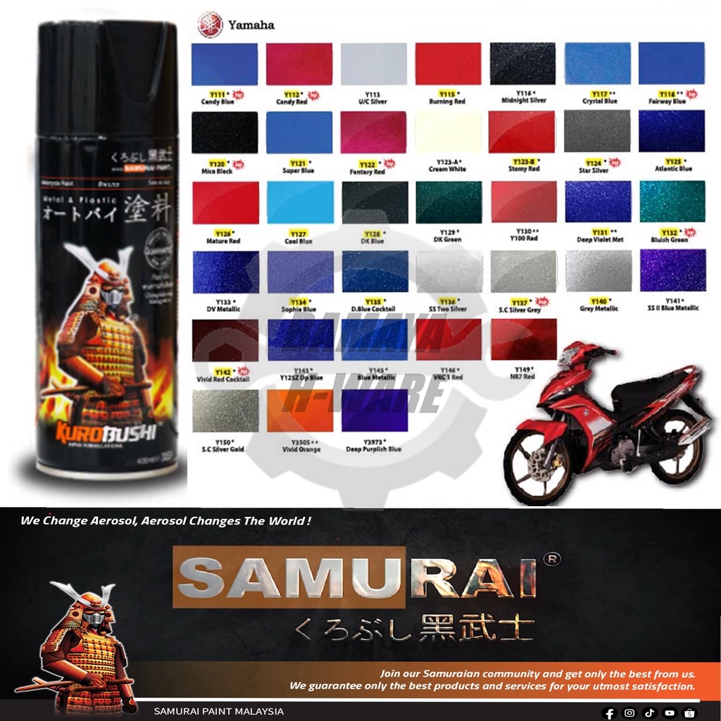 SAMURAI® Yamaha Color Spray Paint. 400ml Samurai Motorcycle Spray Paint ...