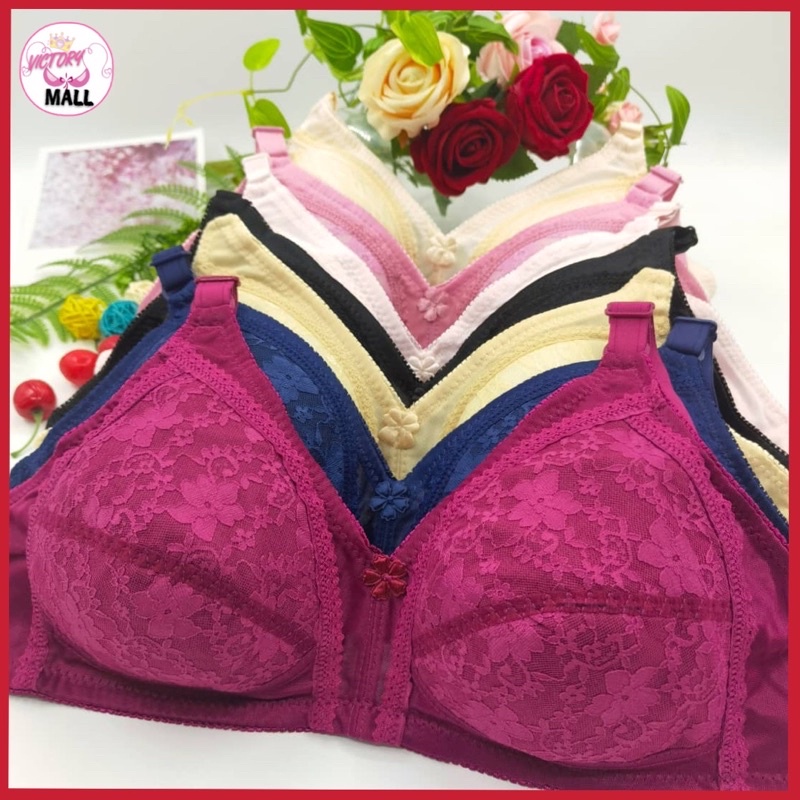 VictoryMall Wireless Bra Women Thin Sponge Size 36~46 Full Cup Wireless ...