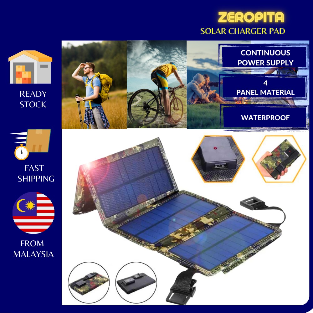 🔥Ready Stock🔥ZEROPITA SC-10 Solar Pad Fordable USB Port Charging Solar ...