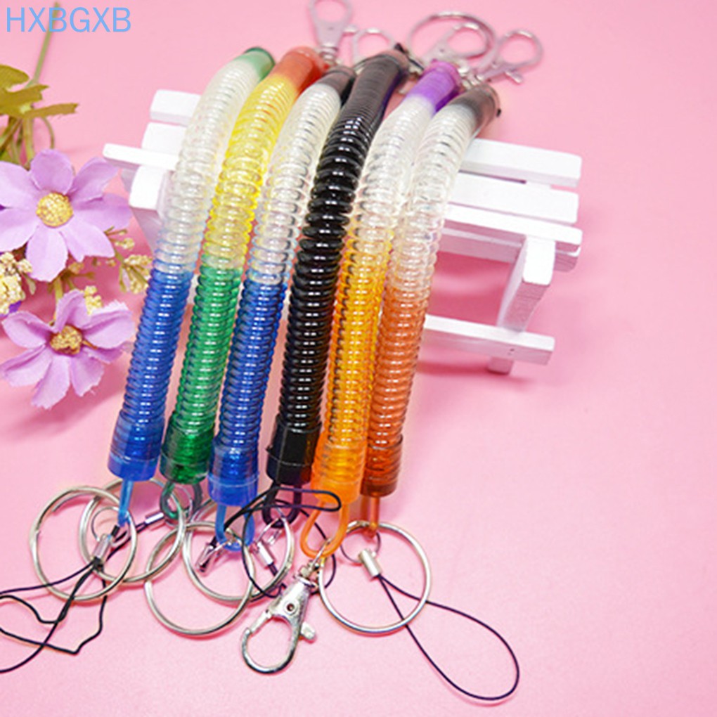 【HXBG】 Wallet Phone Elastic Spring Coiled Plastic Key Chain Clip Key ...