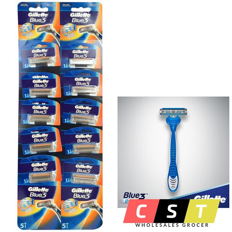 Gillette Blue 3 III Sensitive Skin 3 Blades Disposable Razors (10pcs ...
