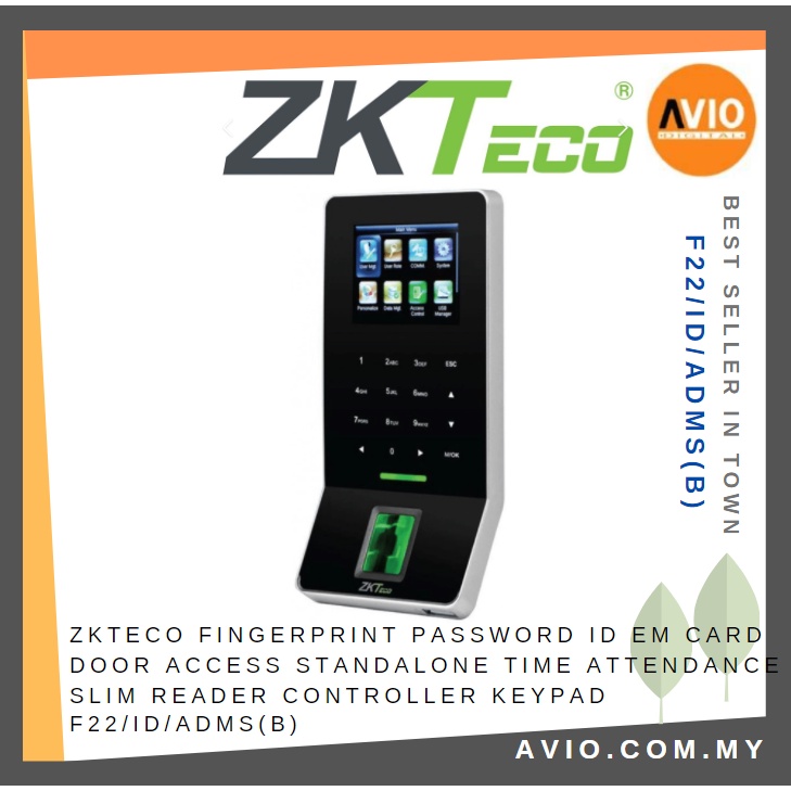 ZKTeco Fingerprint Password Pin ID EM Card Standalone Door Access Time Attendance F22/ID/ADMS(B ...