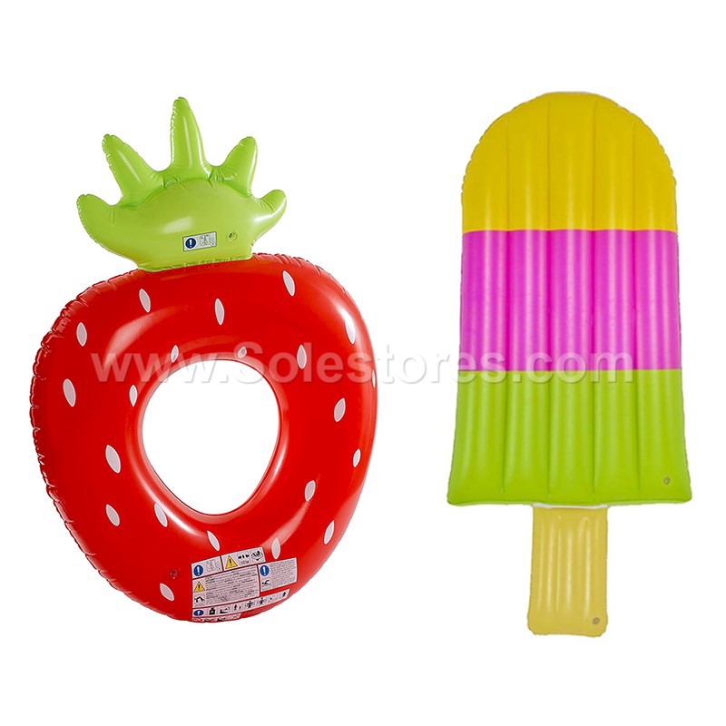 Inflatable Kid Adult Giant Strawberry Popsicle Float Swimming Pool Ring ...