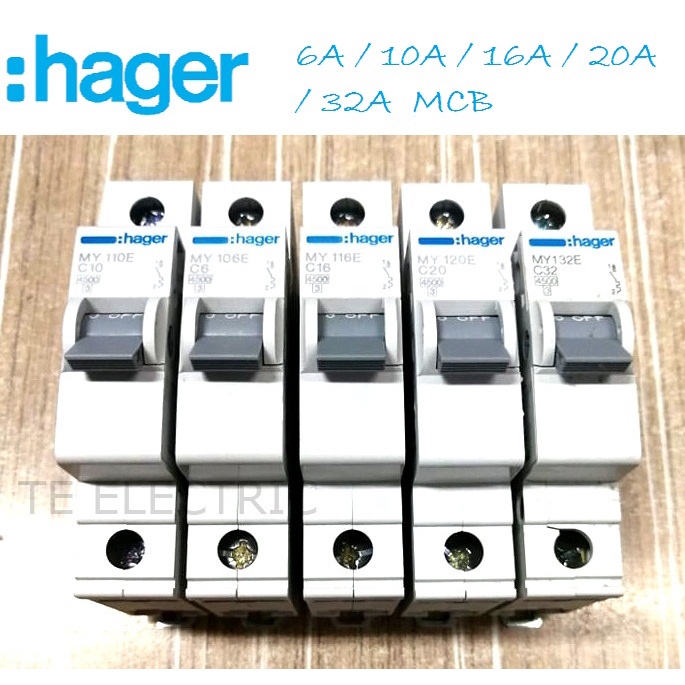 HAGER MY SERIES 1 POLE MCB 6A / 10A / 16A / 20A / 32A 4.5KA SIRIM APPROVED HIGH QUALITY | Shopee ...