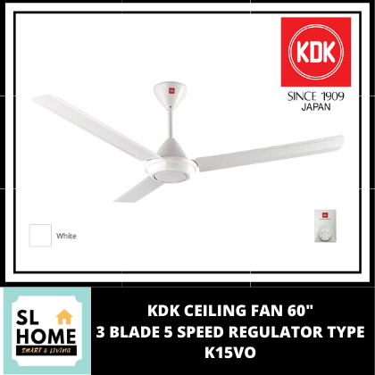 KDK K15V0 CEILING FAN 3BLADE REGULATOR TYPE 5SPEED WHITE COLOUR ...