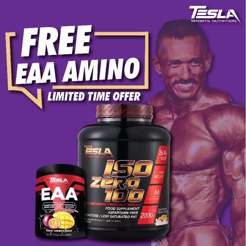 FREE EAA Amino with Tesla Iso Zero 100 Whey Protein Isolate + Hydrolyze ...