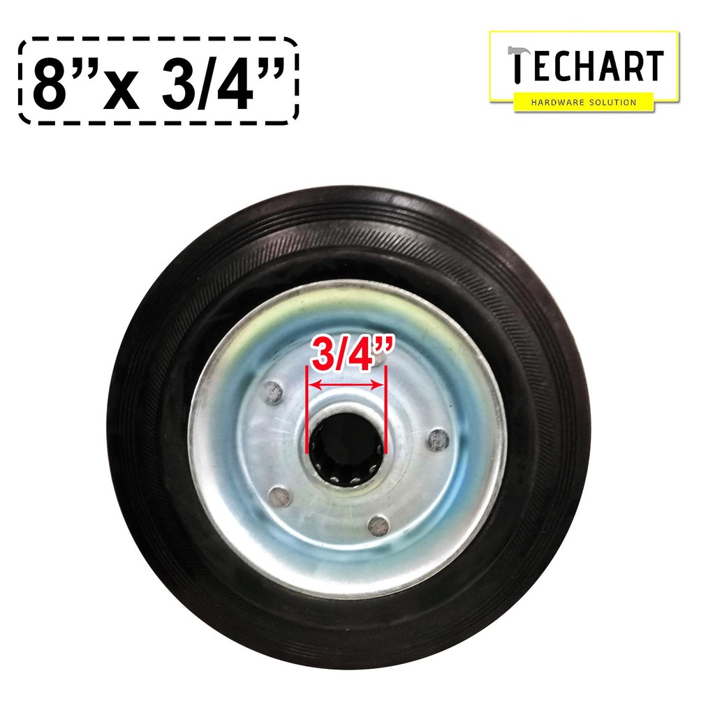 Black 8 Inch Medium-duty Wheel 350kg Rubber Brake / Swivel / Rigid ...