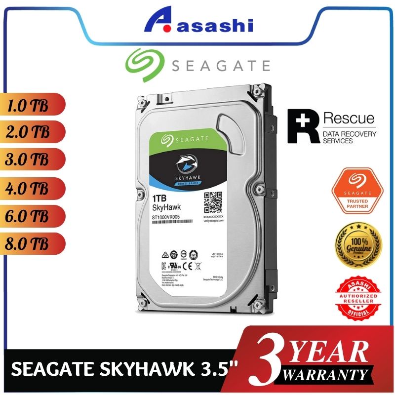 Seagate Skyhawk 1TB / 2TB / 3TB / 4TB / 6TB / 8TB 3.5" Surveillance HDD ...