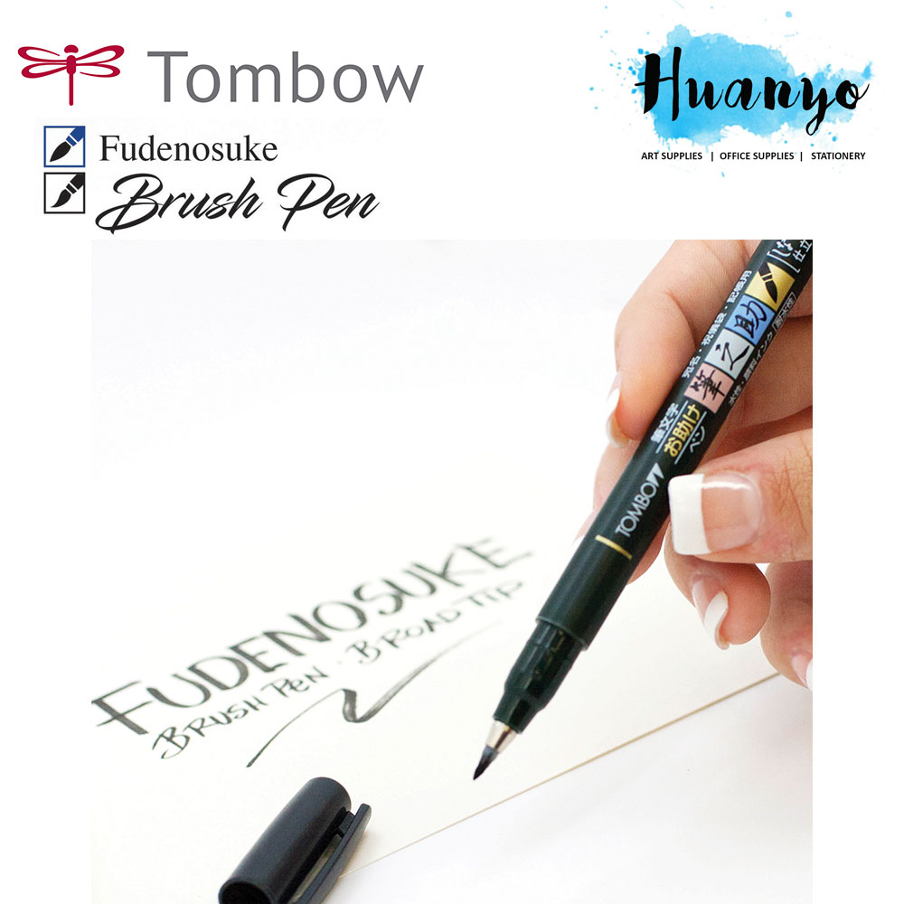 Tombow Fudenosuke Drawing & Calligraphy Brush Pen Hard and Soft Tip ...